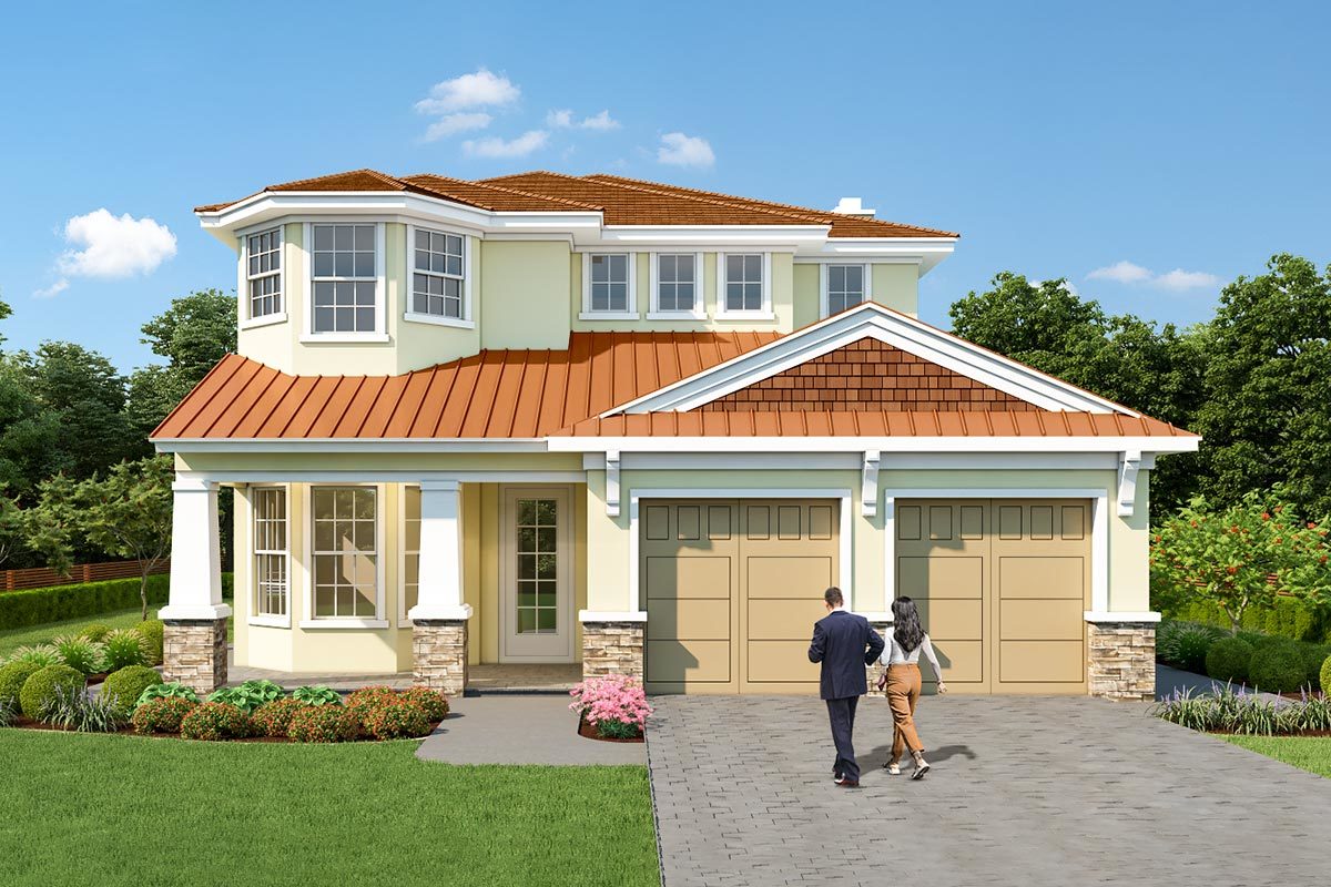 Exclusive Two-Story Florida Home Plan with Workshop in Garage - 42851MJ ...