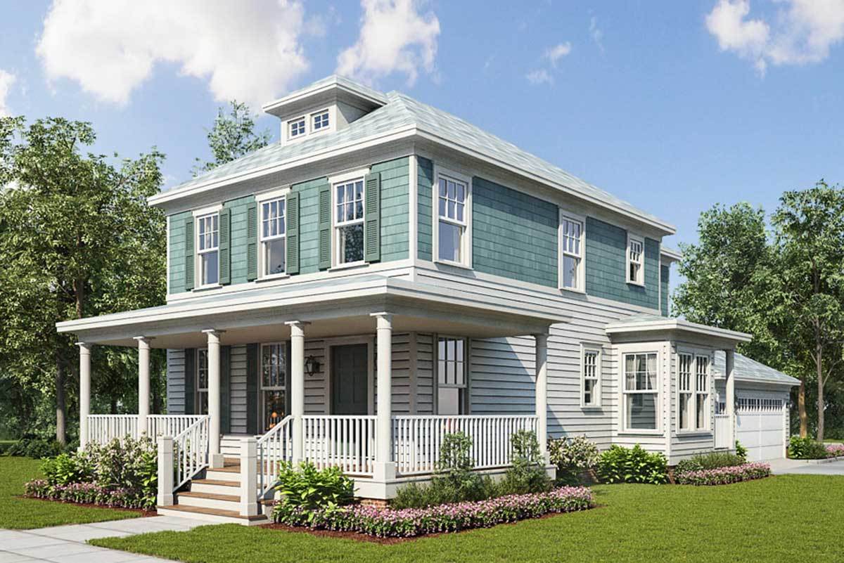 4-Bed Southern Beach Home with Side-entry Double Garage - 31569GF ...