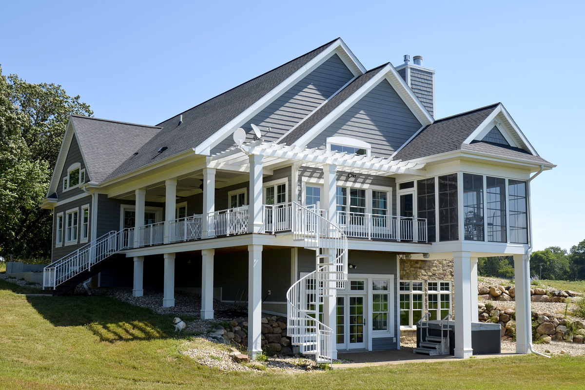 Ranch Home Plan with Finished Lower Level with Outdoor Access ...