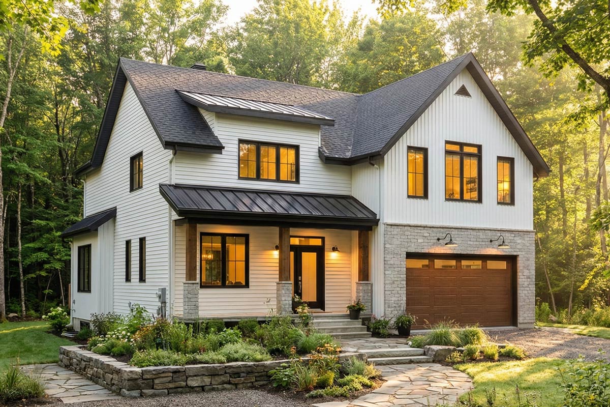 Plan 22570DR: 4-Bed New American House Plan with Covered Rear Porch ...