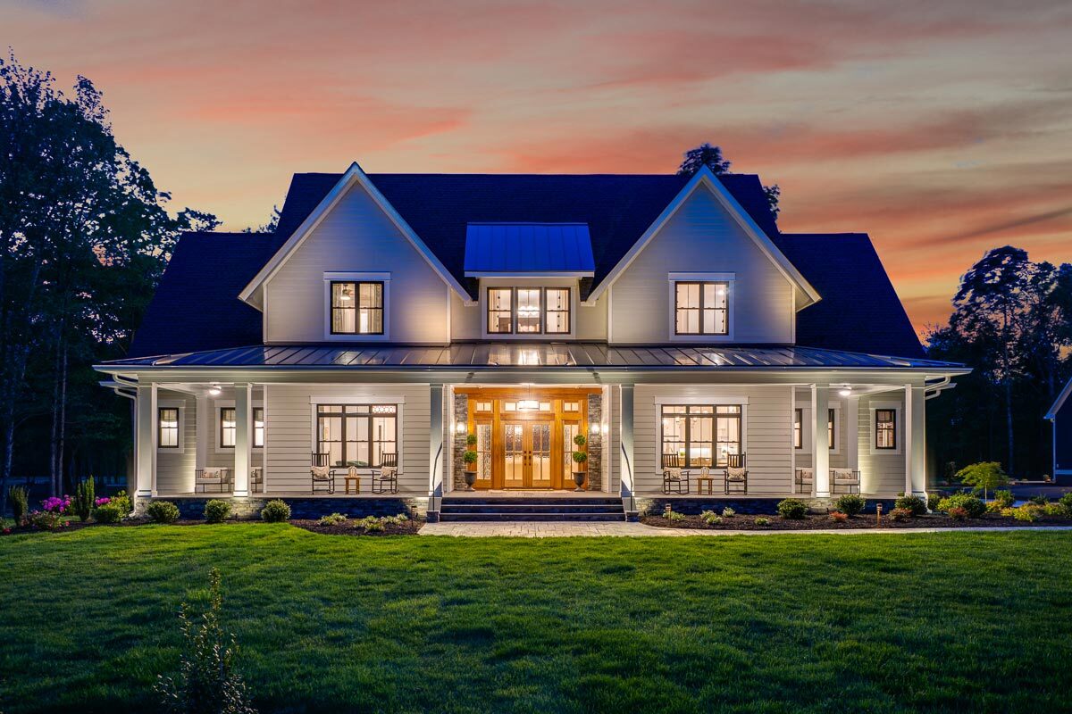 Modern Farmhouse Plan with Formal Dining Room and Informal Lounge ...