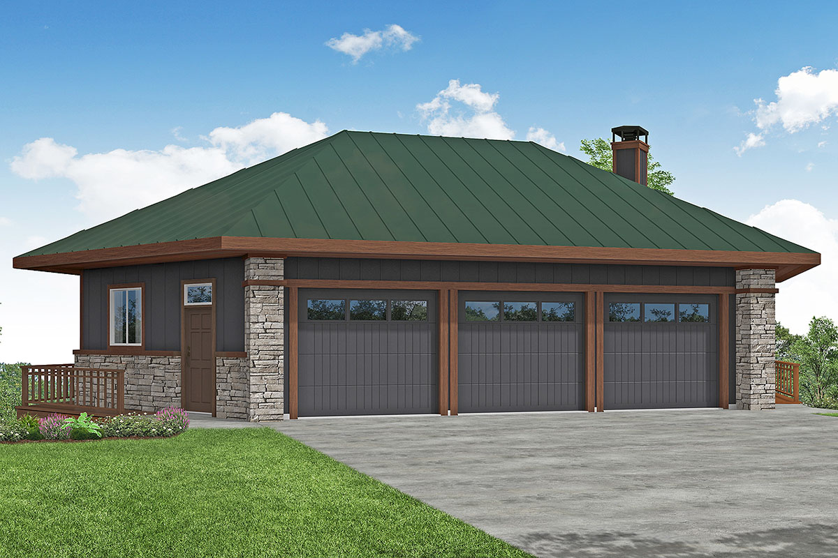 Plan 72997DA: Garage Plan with Two Parking Levels and a Rear Deck