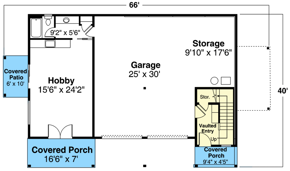1 Bed House Plan With Lower Level Garage 720014da Architectural