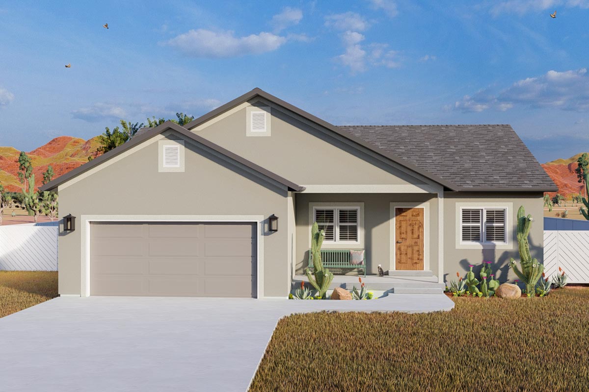Plan 61364UT: Country Ranch Home Plan with Option to Finish Basement