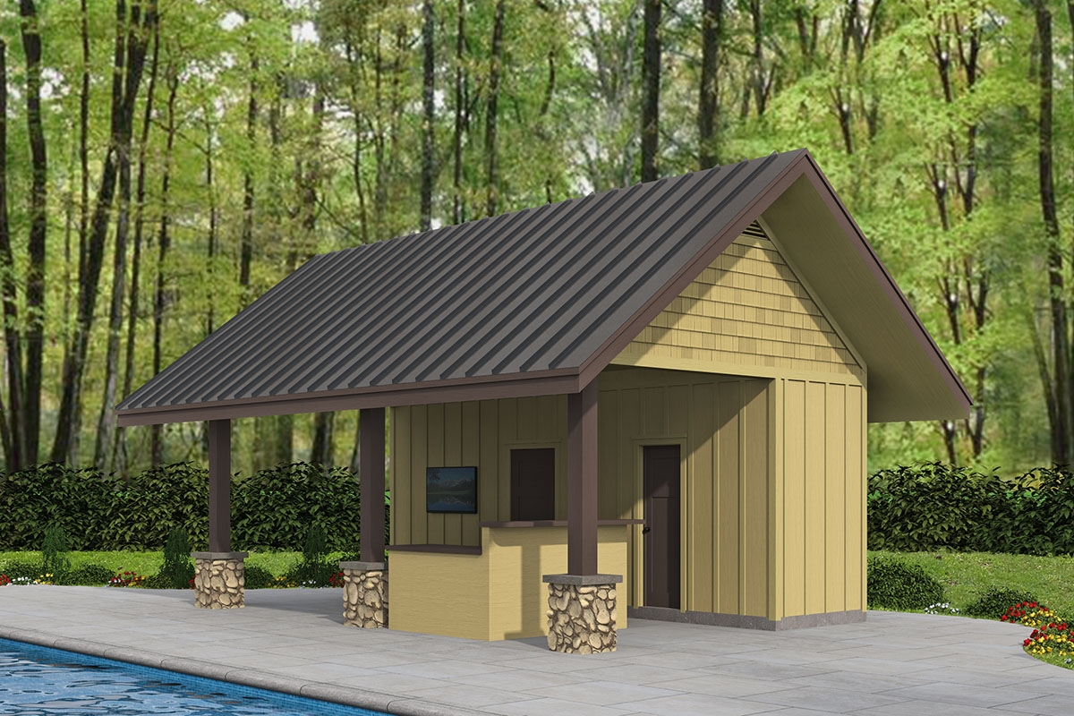 Plan 68700VR: Poolhouse with Storage