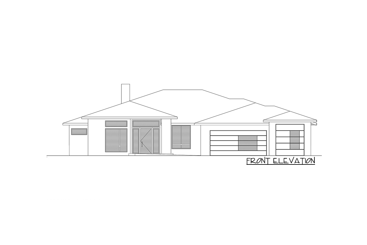 Contemporary Home Plan with Home Office and Split Bedrooms - 666098RAF ...