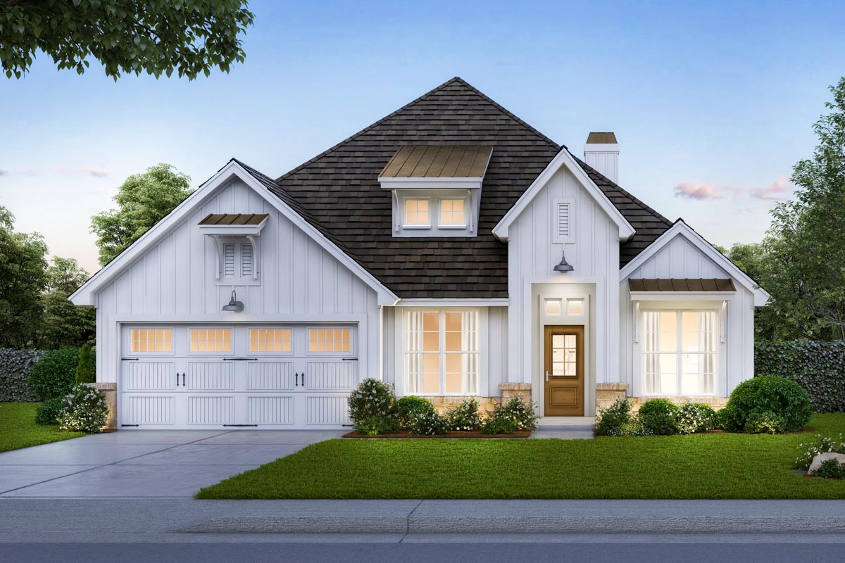 Plan 48611FM: Exclusive New American Home Plan with Bonus Room Upstairs