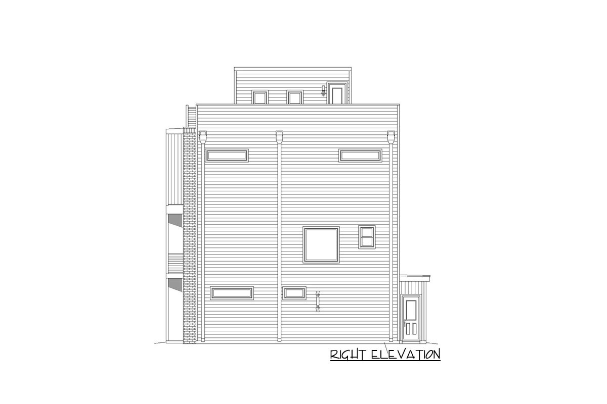 Narrow Contemporary 3-Story House Plan with 4th Floor Scenic Rooftop ...