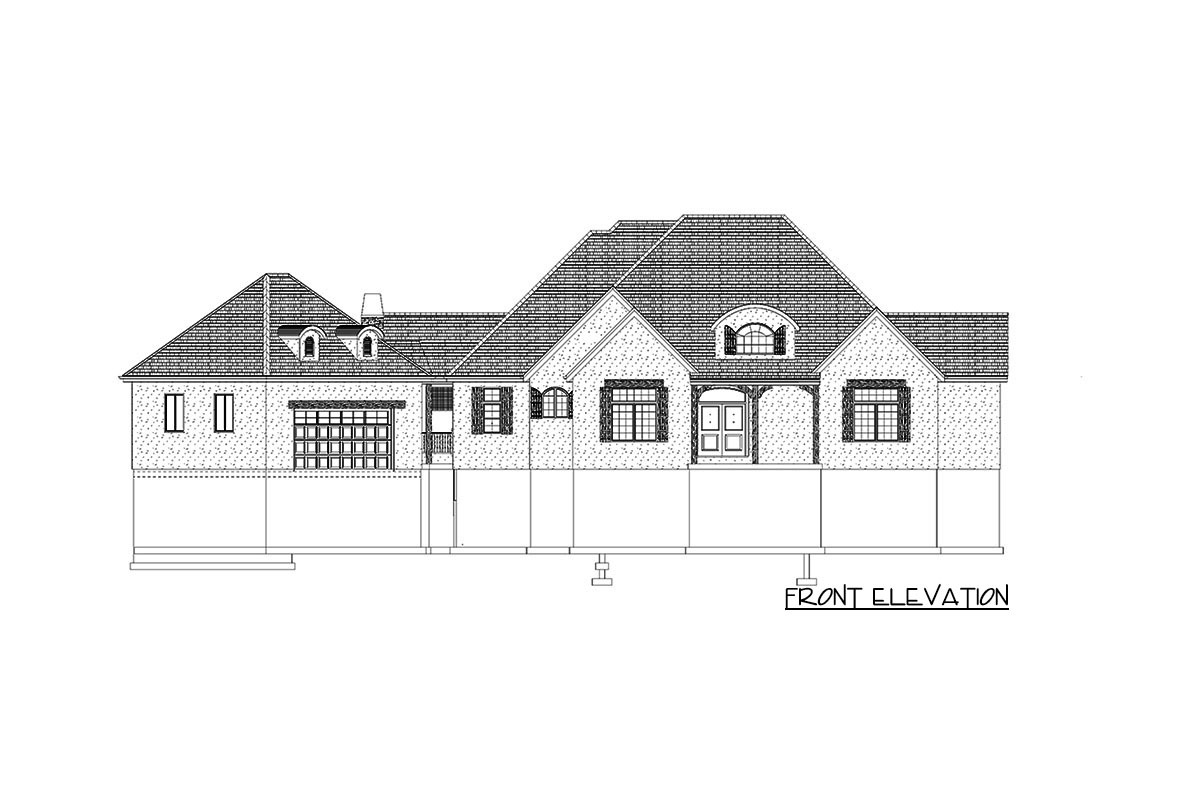 Spacious French Country Home Plan with Lower-level Apartment and Angled ...