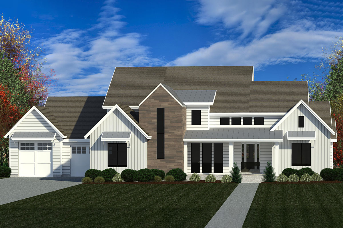 Plan 290122IY: Two-story Transitional Home Plan with 4-Car Garage and ...