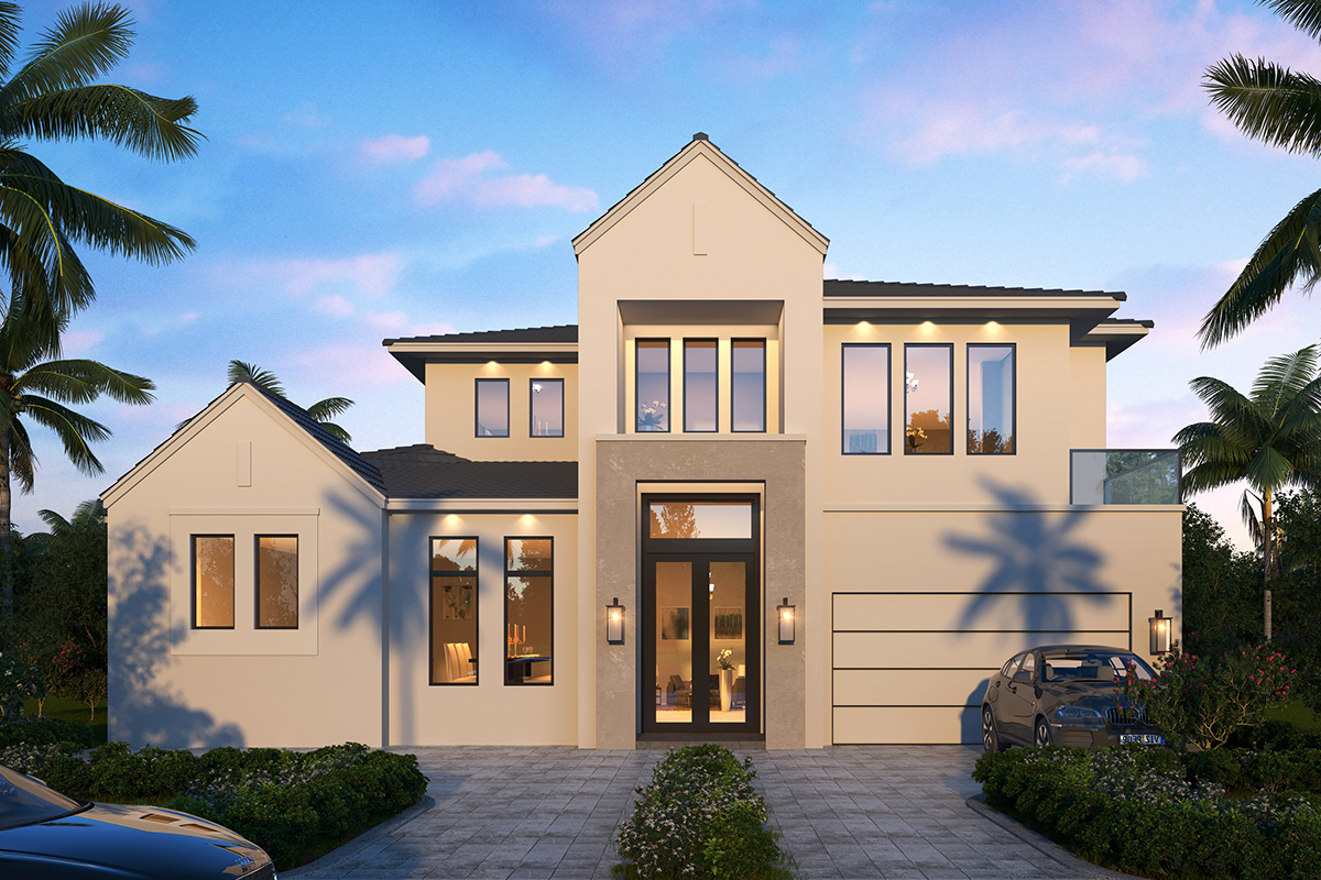 Contemporary Florida Home Plan with Main-floor Master Suite - 65639BS ...