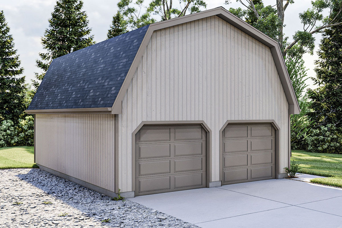 Barn-like 2-car Garage with Attic Storage and Workshop Potential ...