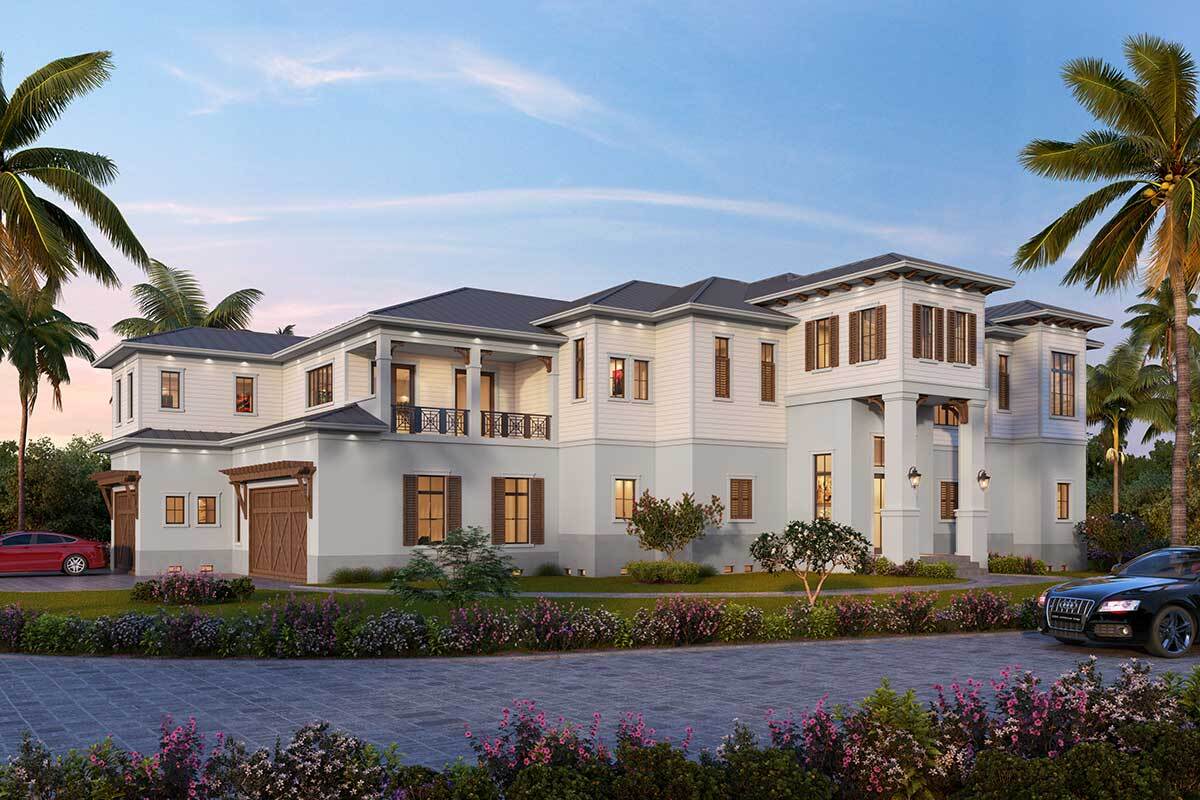 4-Bed Transitional Mediterranean Home Plan with Split Bedrooms and ...