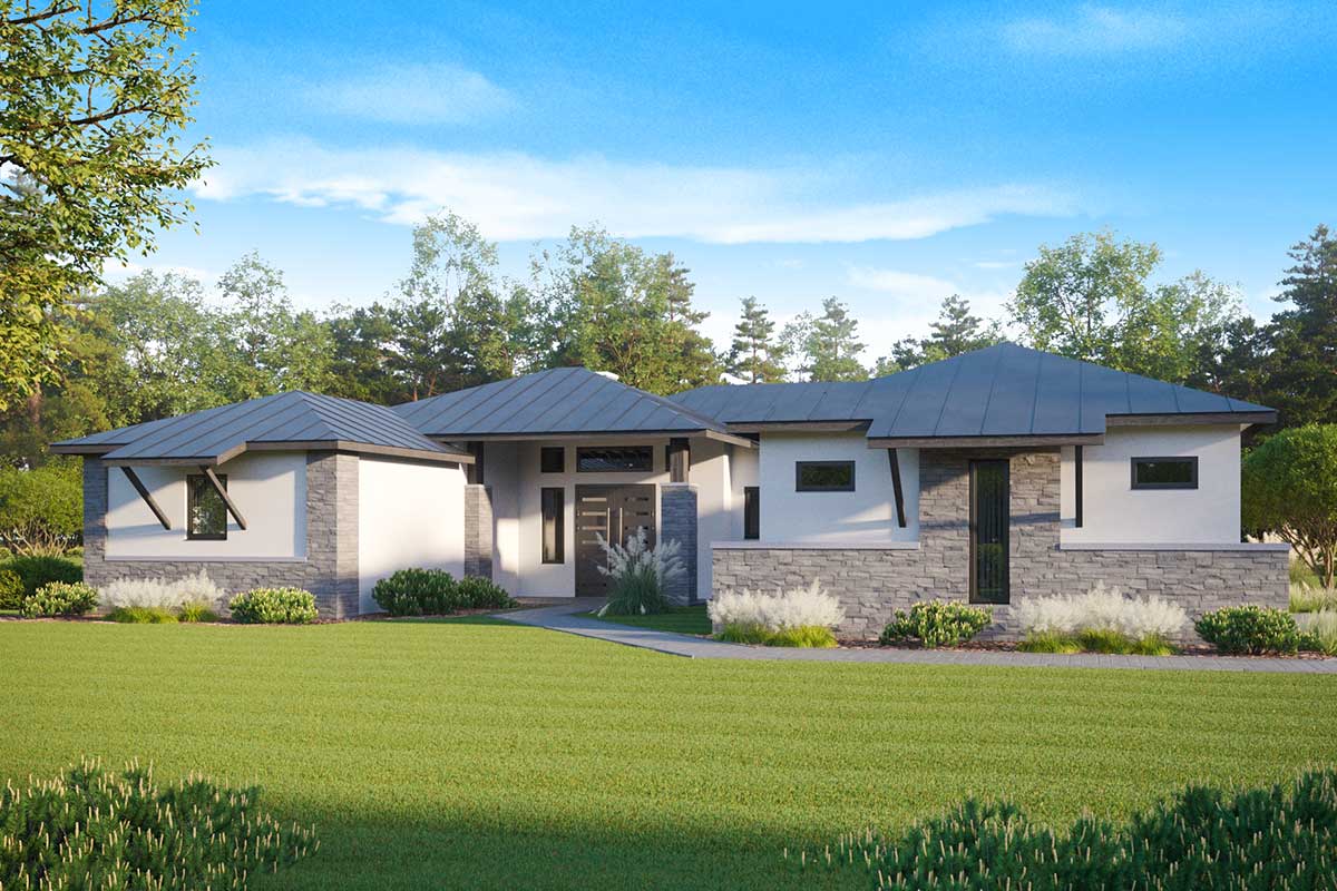 Plan 430070LY: Contemporary Prairie Home Plan with Open-concept Living ...