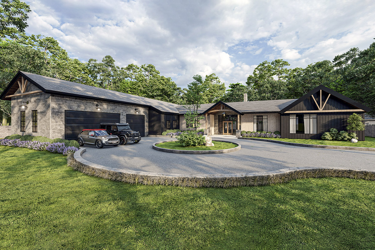 L Shaped Ranch 3 Car Garage L Shaped House Design 3 Bedroom Floor Plan