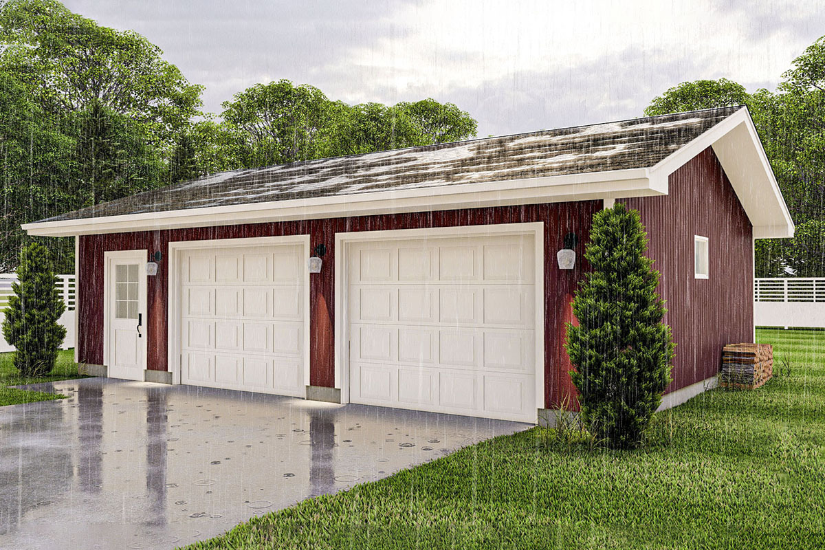 2-Car Traditional Garage Plan with 8' by 7' Garage Doors - 623016DJ ...