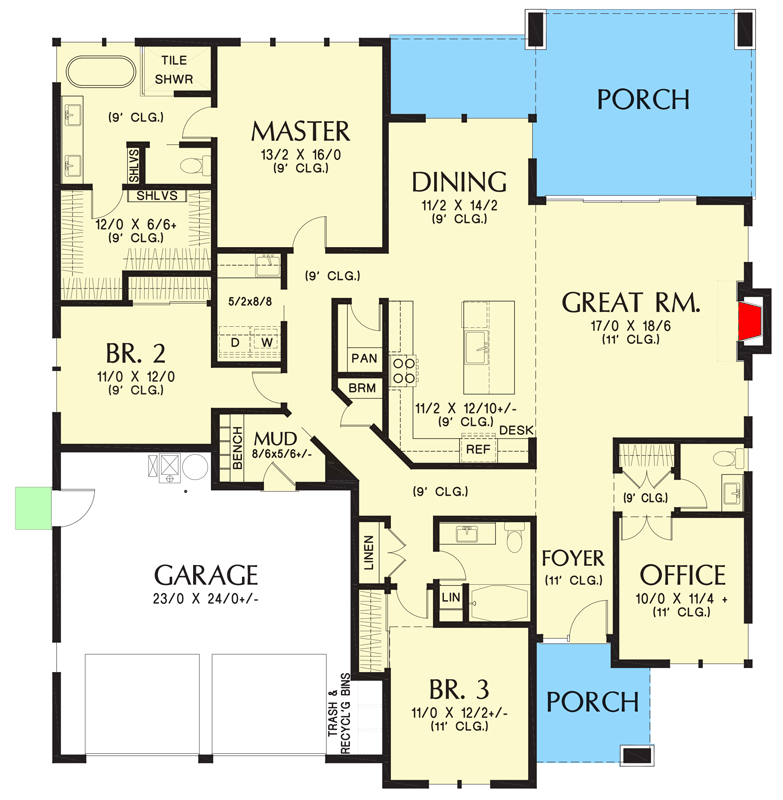 3 Bed Modern Prairie Ranch House Plan 69603am Architectural Designs