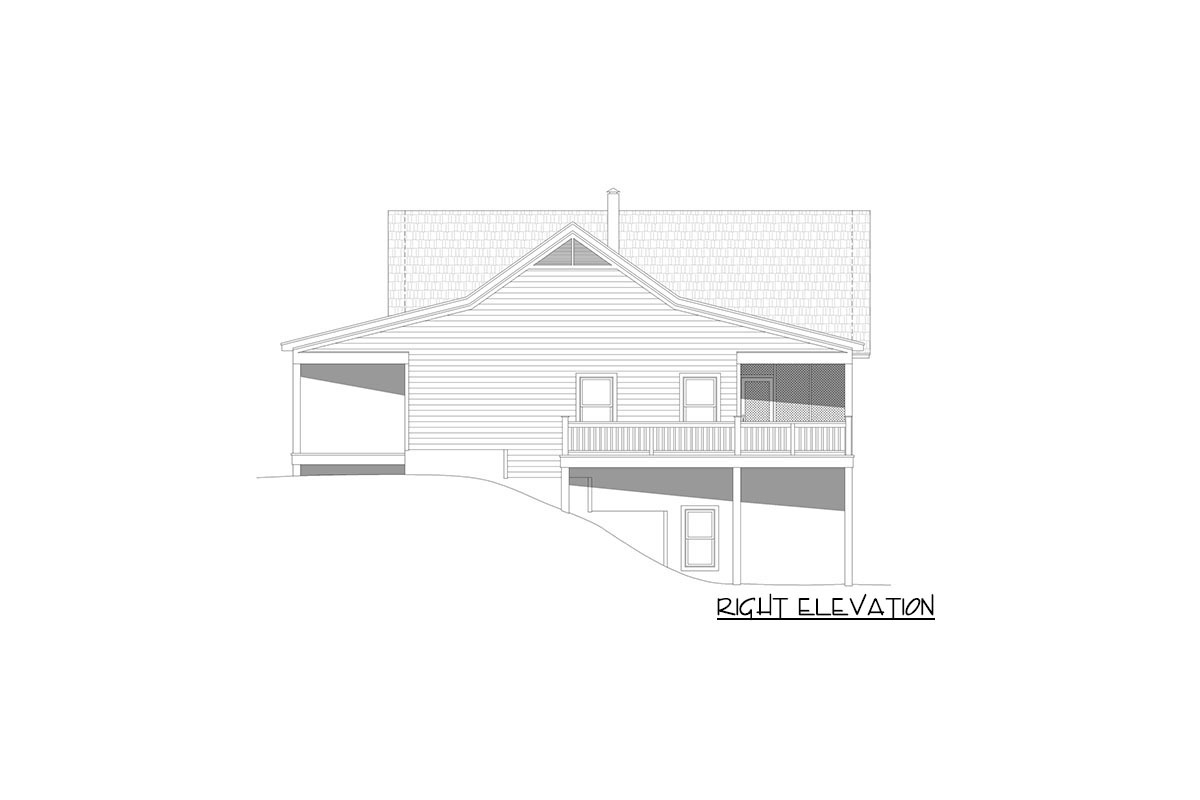 Lake House with Drive-under Garage in Back and an Open Vaulted Interior ...