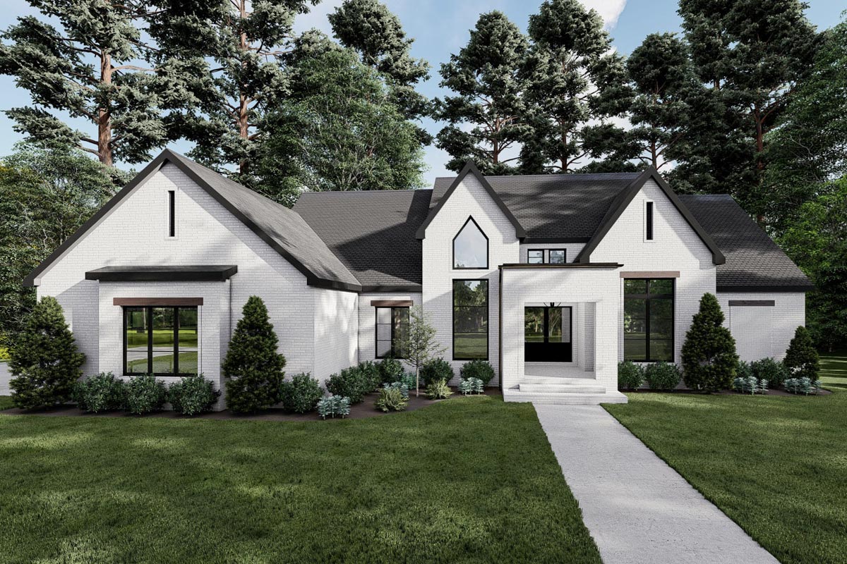 Plan 70814SND: One-Story Transitional House Plan with Modern Elegance ...