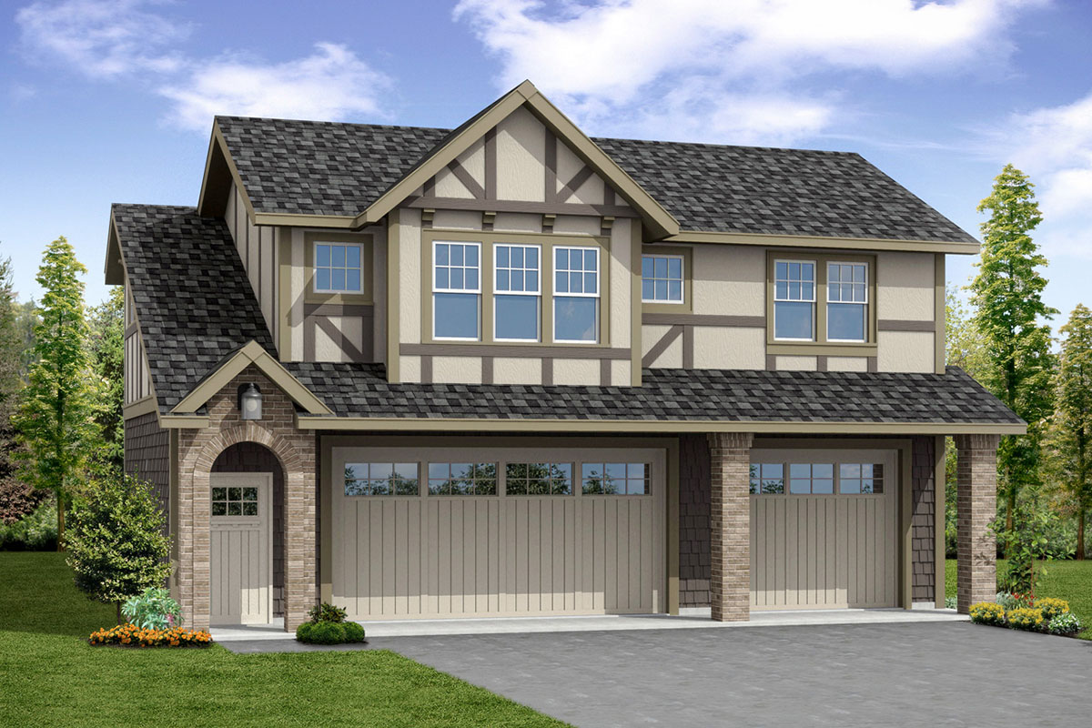 Plan 720078DA: Garage Apartment with Vaulted Ceilings and European Styling