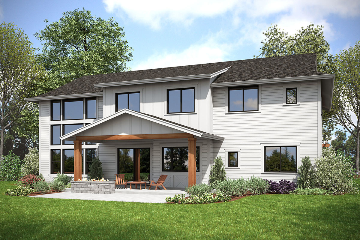 Modern Farmhouse Plan with Open-Concept Living Area and Bonus Room ...