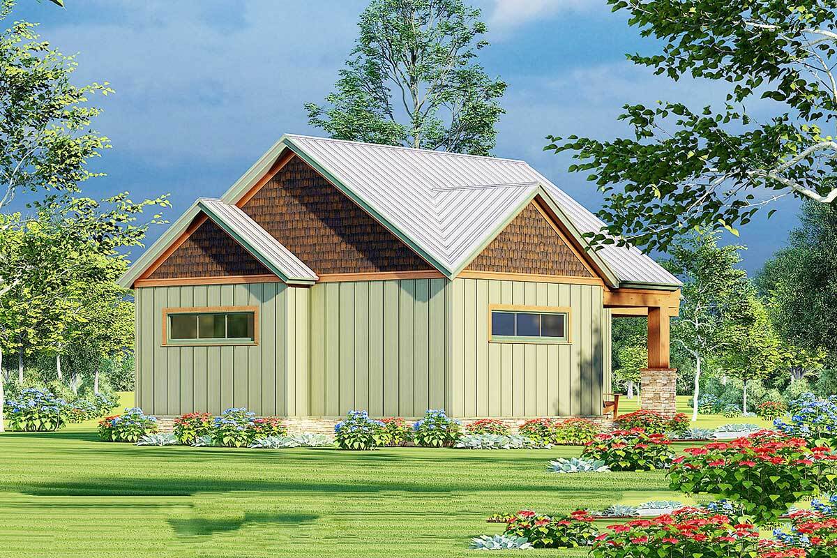 2-Bed Rustic Cabin Plan with 2 Porches - 70819MK | Architectural ...