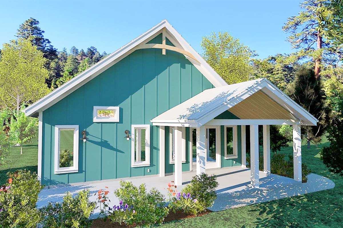 Narrow Country Cottage Plan with 3 Bedrooms - 765031TWN | Architectural ...