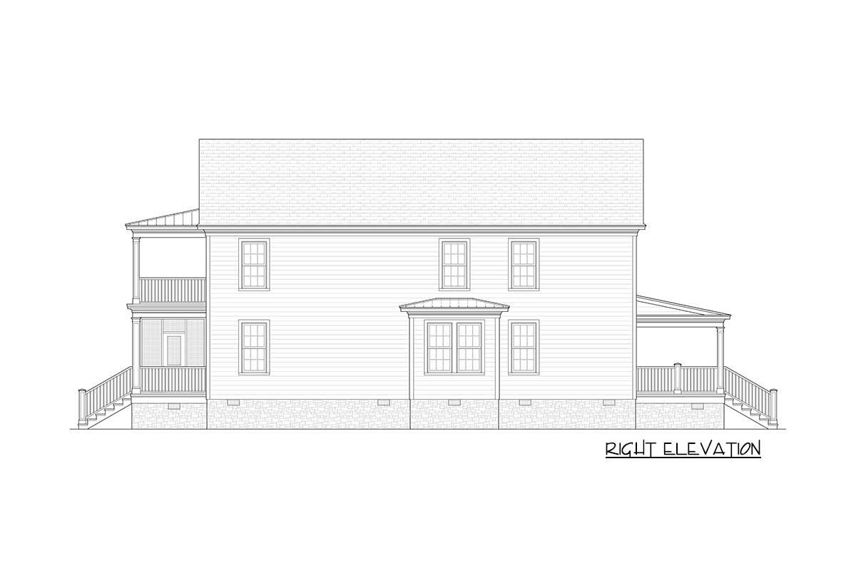 Narrow Country Home Plan with Stacked Front Porches - 31599GF ...