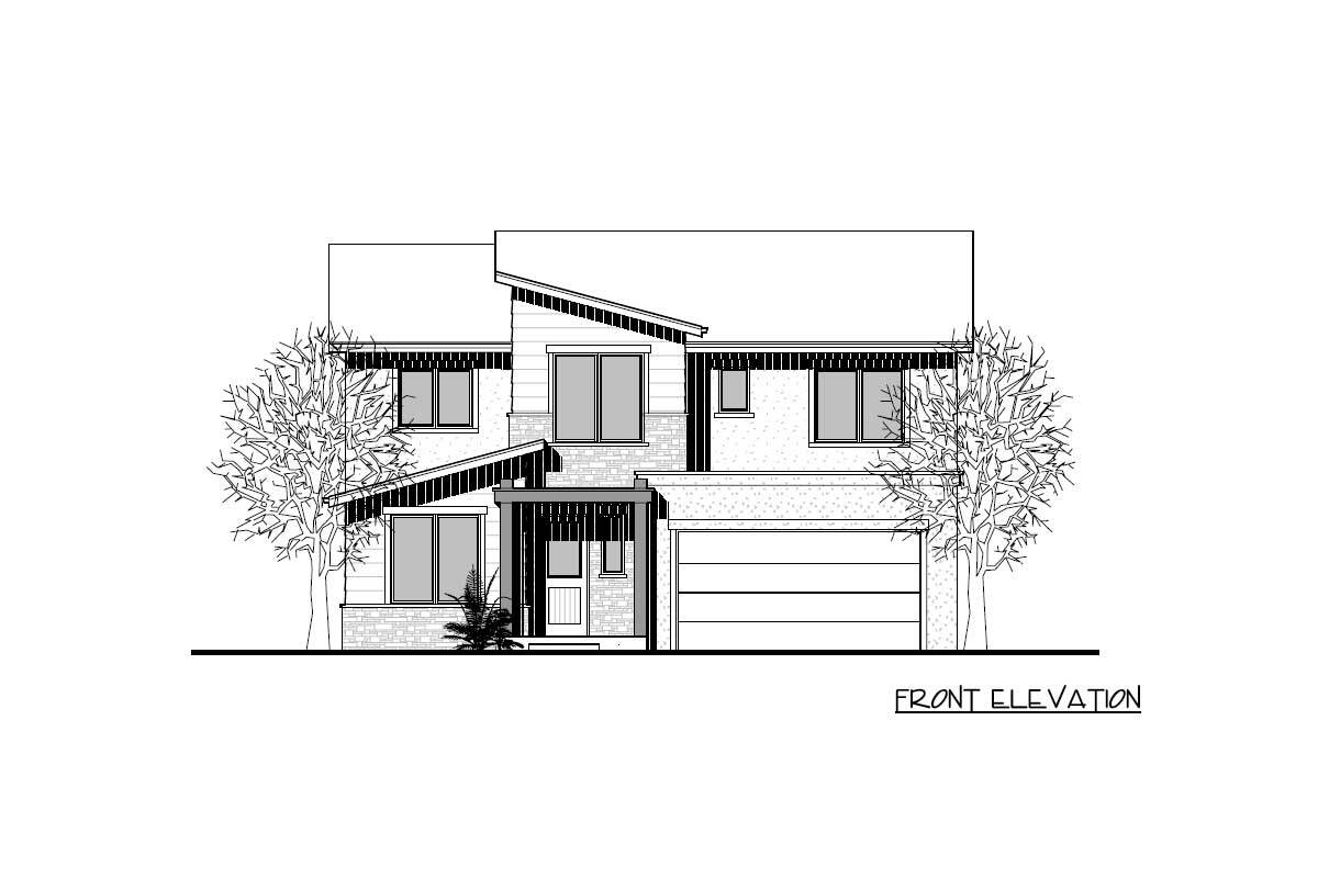 40-Foot Wide Modern Contemporary House Plan with 2-Story Living Room ...