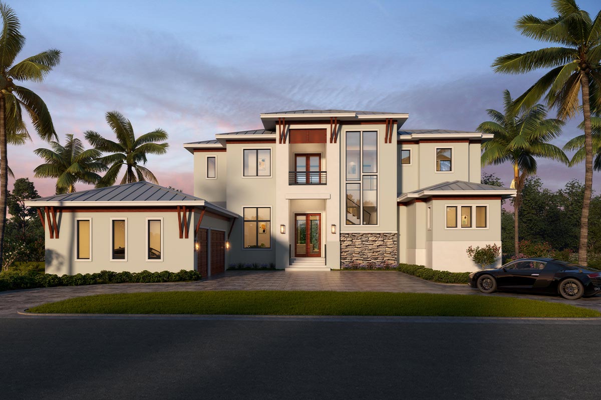 Plan 65734BS: Transitional 2-Story Mediterranean House Plan with ...