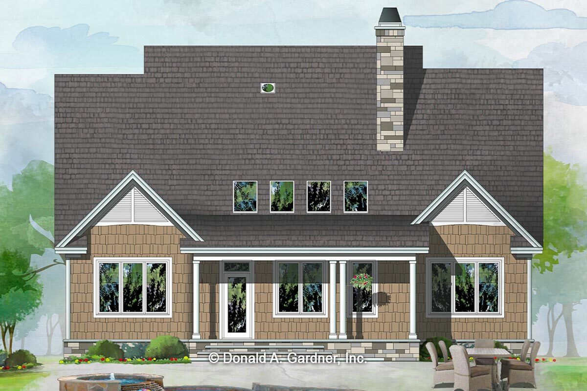 Two-story Cottage Plan with Stone and Shake Exterior - 444035GDN ...
