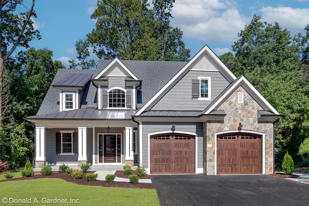 Plan 444035GDN: Two-Story Cottage Plan with Stone and Shake Exterior