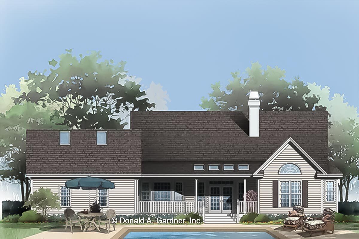 Country Farmhouse with L-shaped 8'-deep Porch - 444073GDN ...