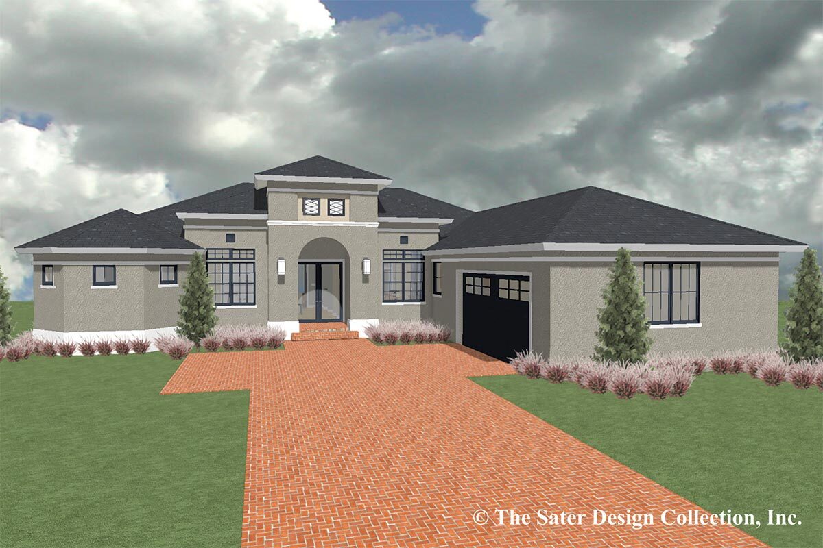 Transitional European Home Plan with Split-bed Layout - 340035STR ...