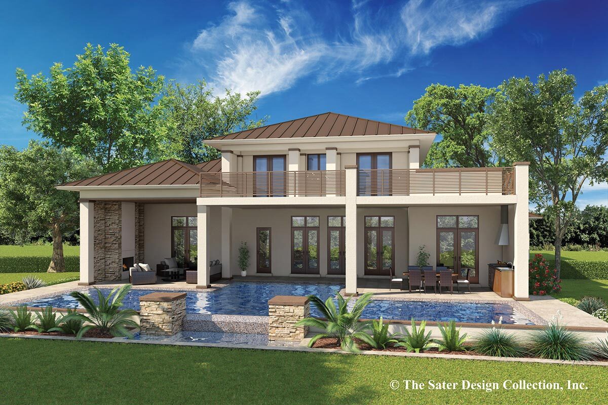 Two-story Contemporary Florida House Plan with Large Veranda ...