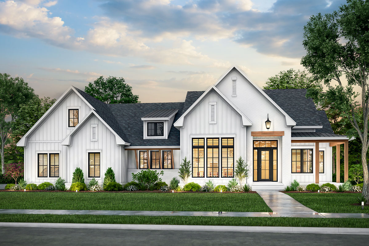 New American-Style Modern Farmhouse with Home Office and Bonus Above ...