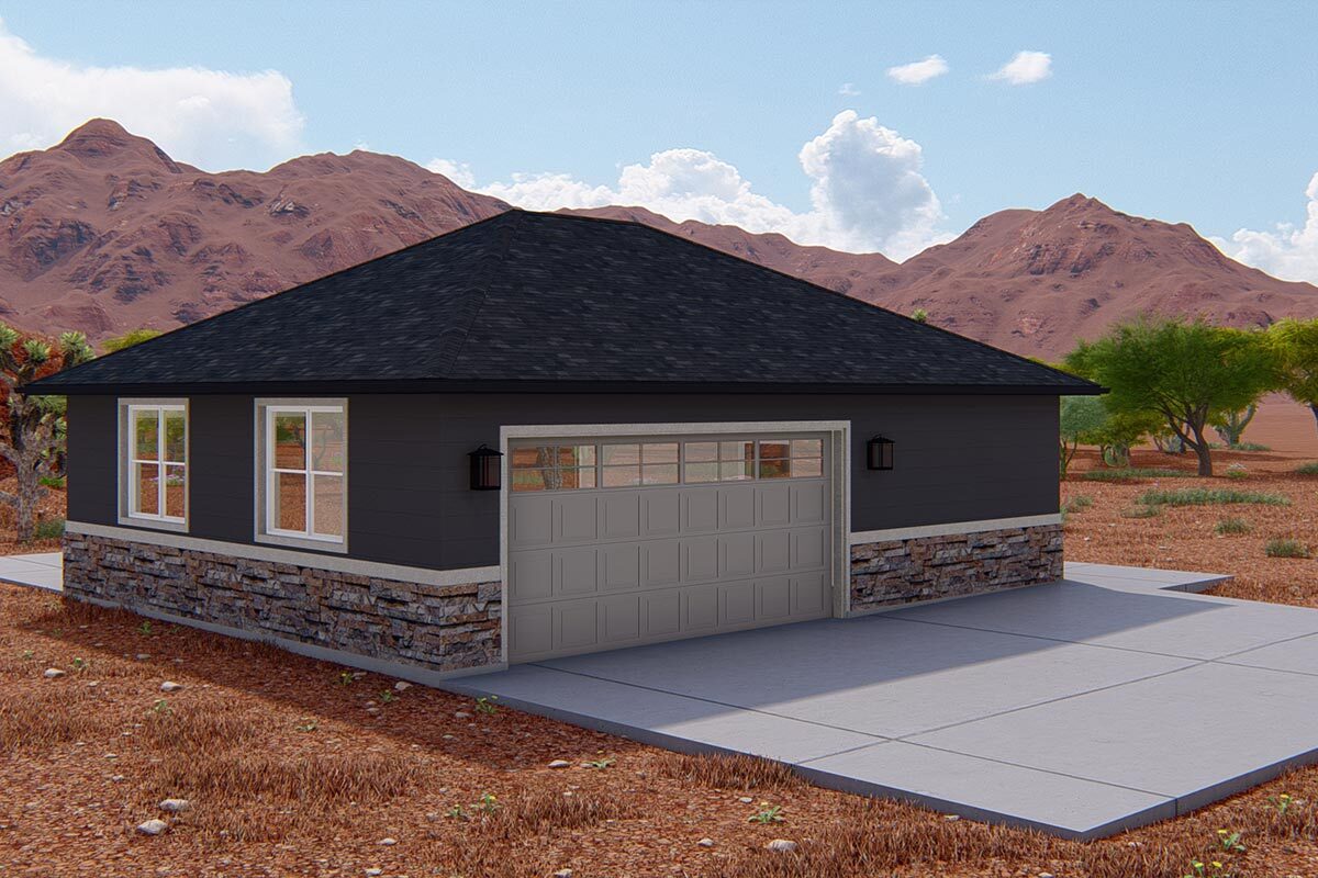 Detached Drive-through Garage with Golf Simulator - 61267UT ...