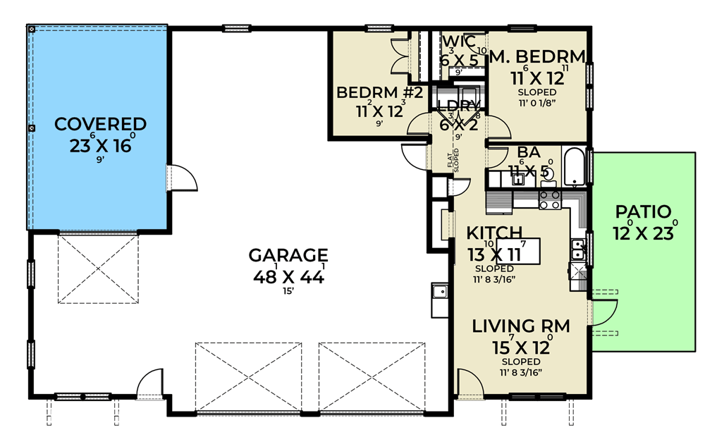 Symmetrical 2-Bed Country Farmhouse ADU with Oversized Garage ...