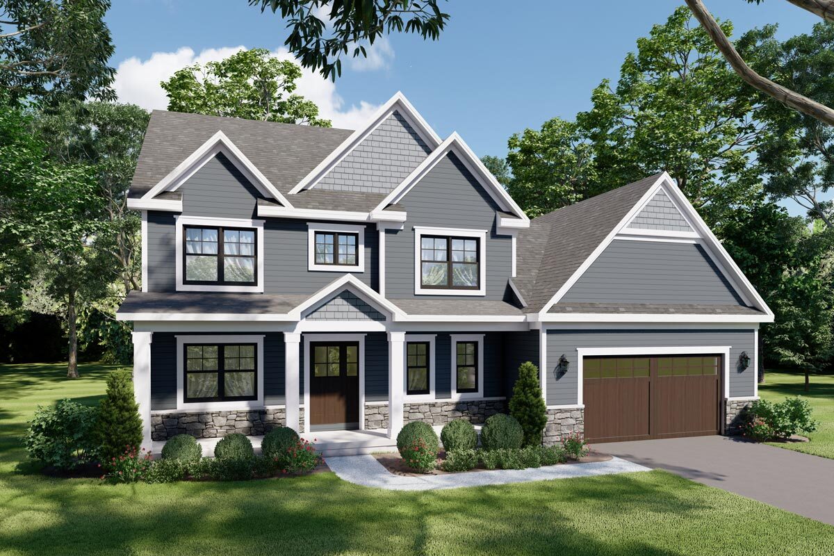Traditional Country Home Plan with Study and Covered Porch - 790114GLV ...