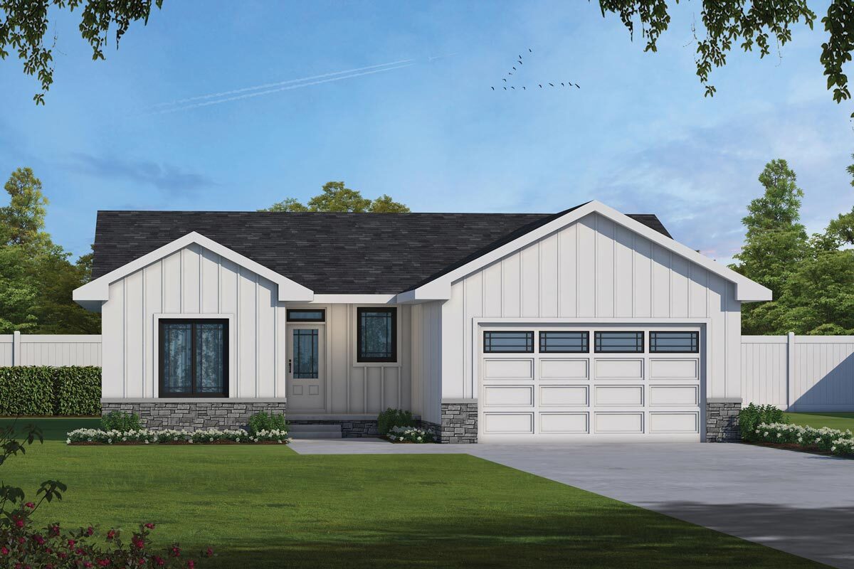 One-level Modern Farmhouse with 2 Owner's Suites - 42706DB ...