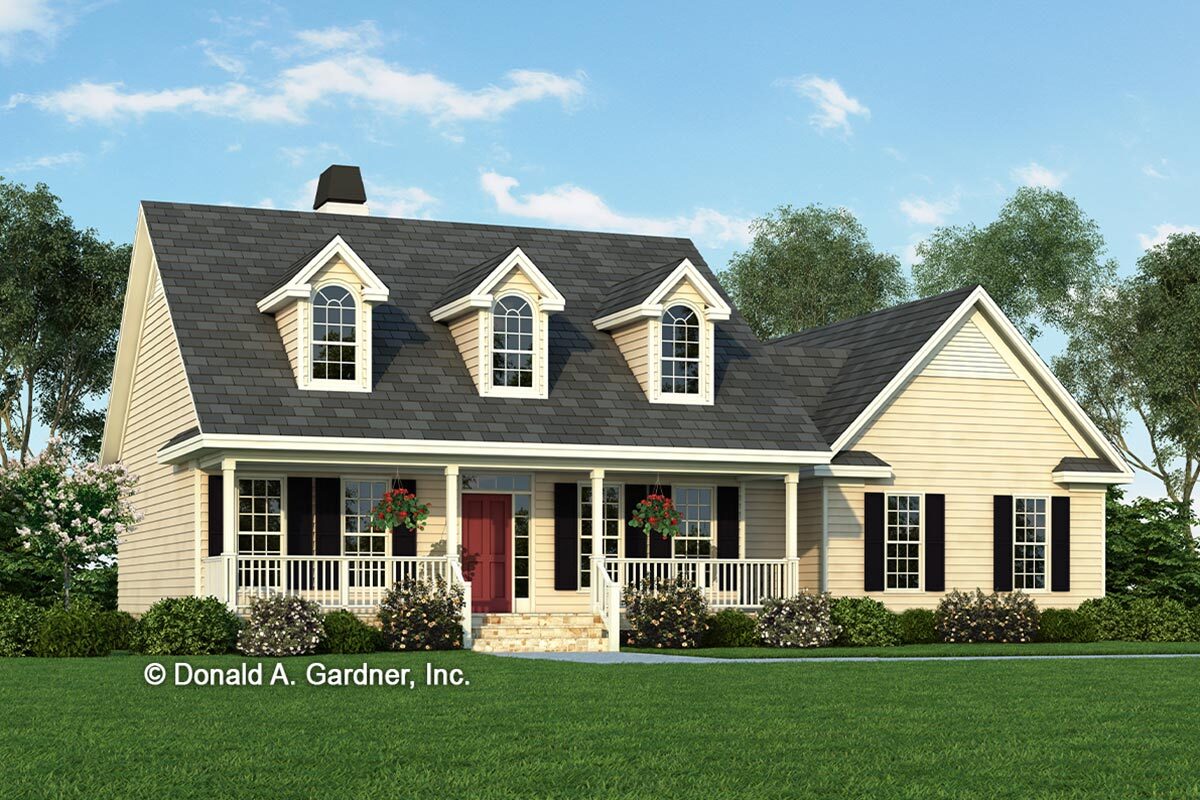 Classic Country House Plan with Vaulted Ceilings and 7'4"-deep Porches ...