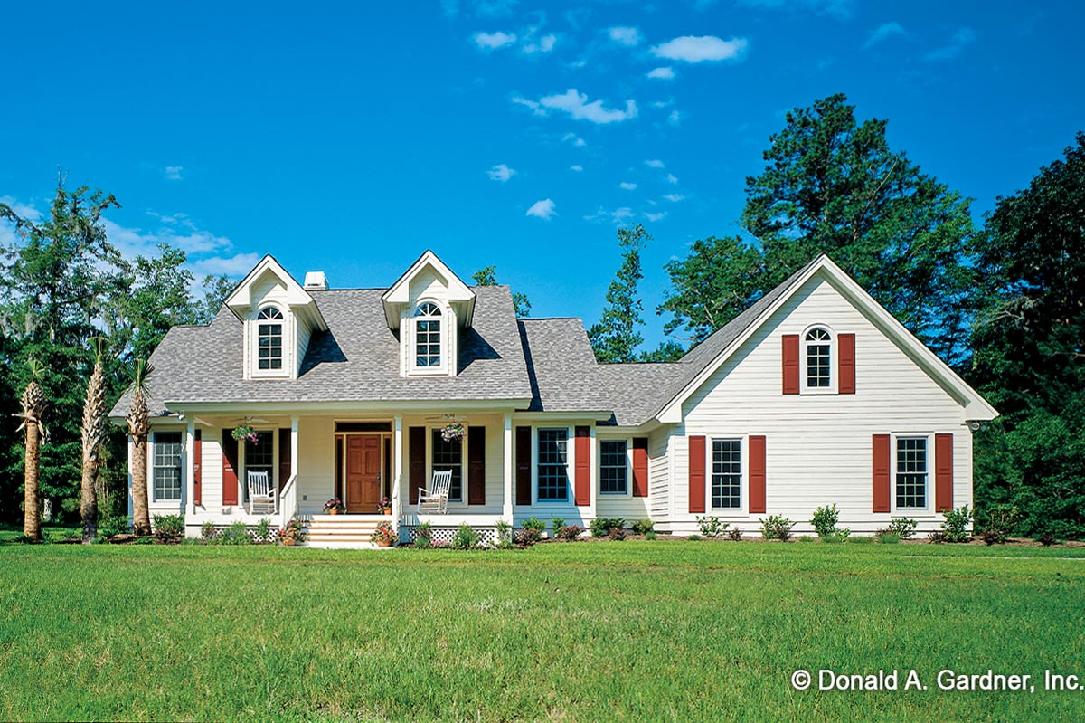 3-Bed Country Home Design with 7'4"-deep Porches Front and Back ...