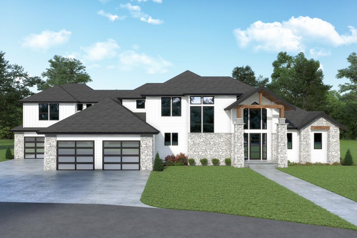 Luxury Transitional House Plan with Private Office / Conference Room ...