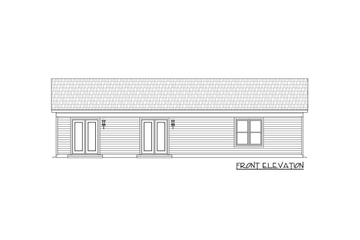 Simple 1 Story 1 Bed Home Plan With 2 Car Garage 68923vr