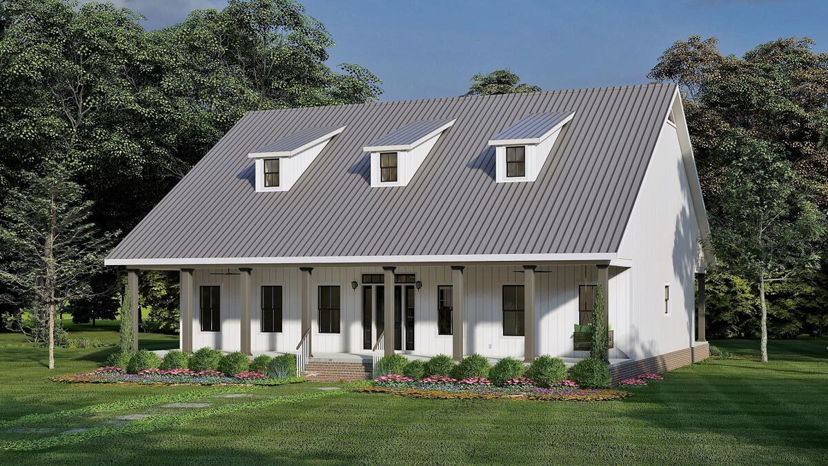 Southern Country House Plan with 10'-deep Porches Front and Back ...