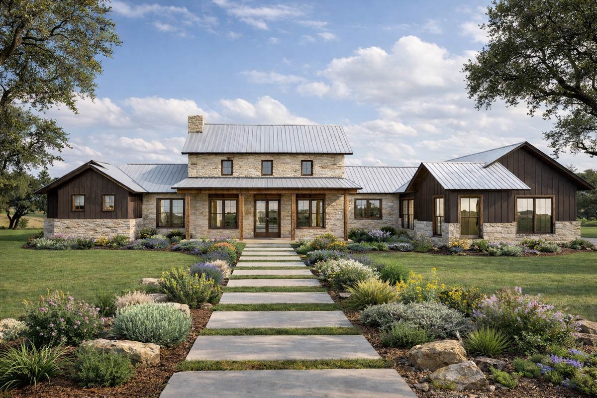 Plan 150014HRP: Modern Hill Country Farmhouse Plan with Clerestory Ceilings