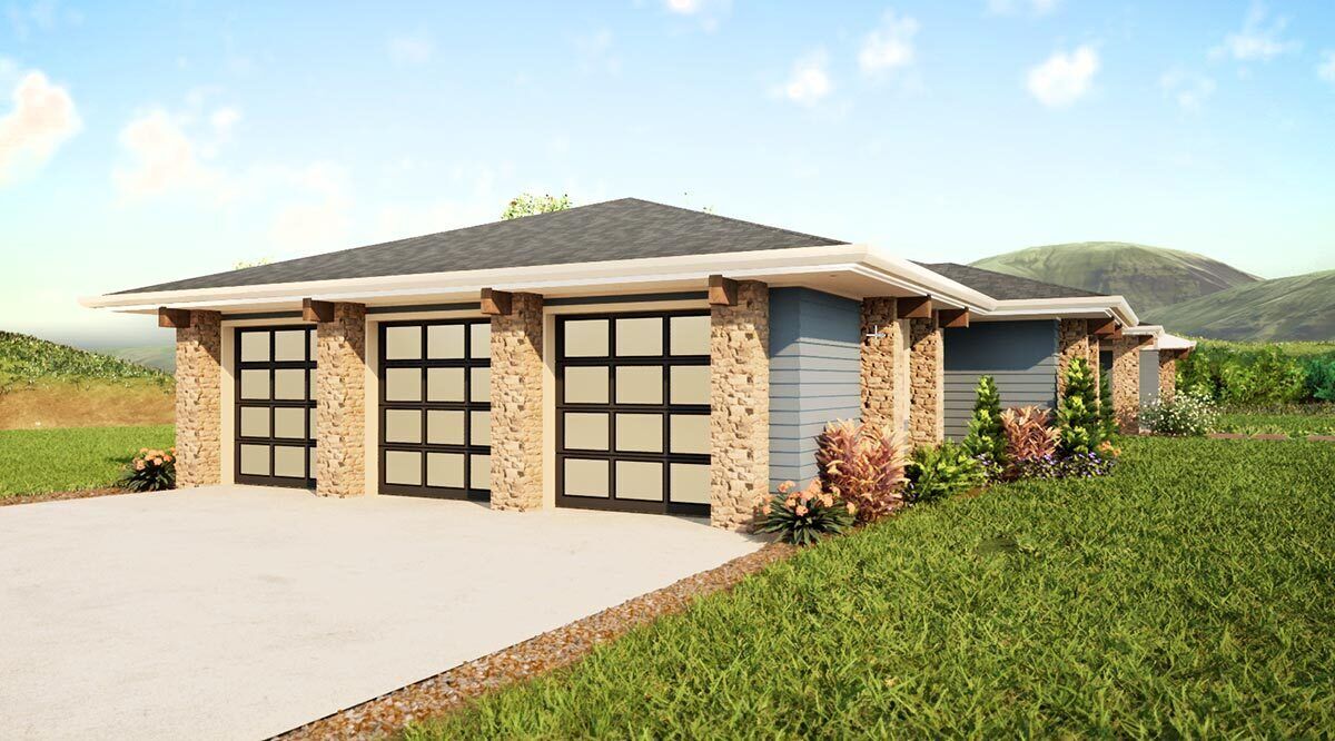 One-Story Modern Prairie-Style Home Plan with Home Office - 69199AM ...