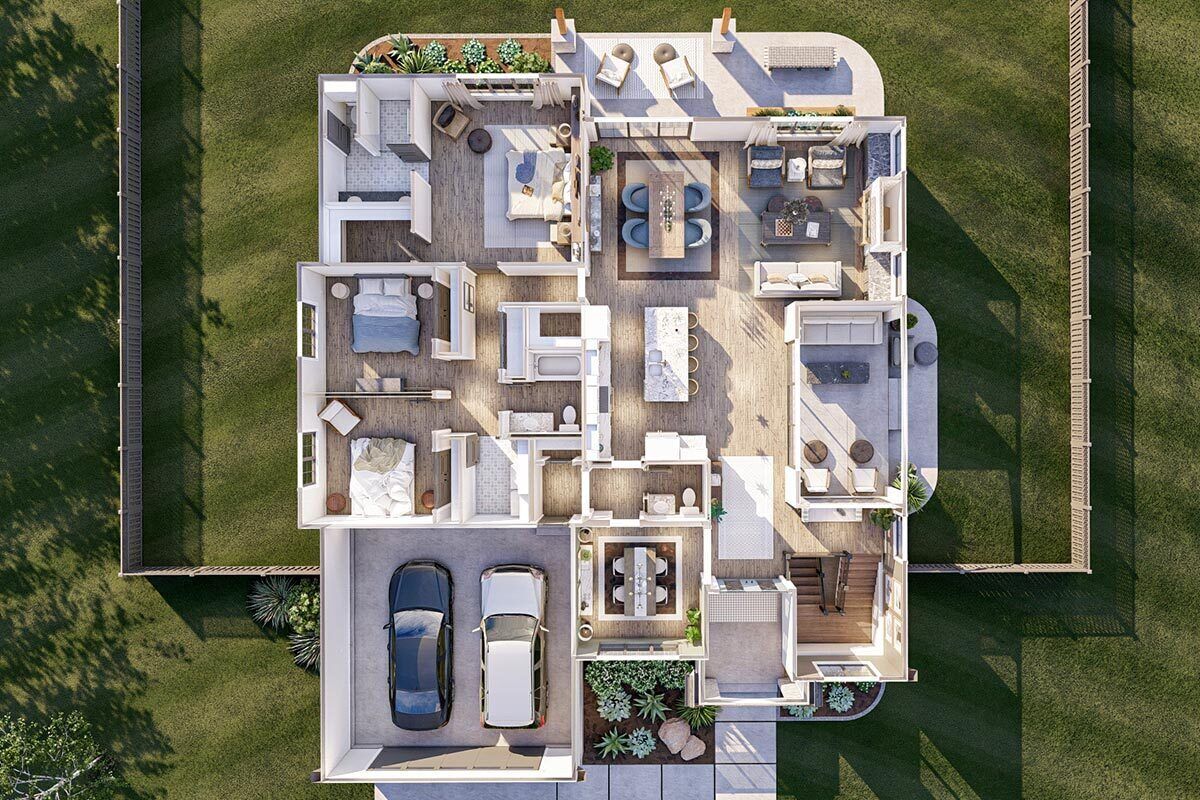 1-Story Modern Cottage Ranch House Plan - 623108DJ | Architectural ...