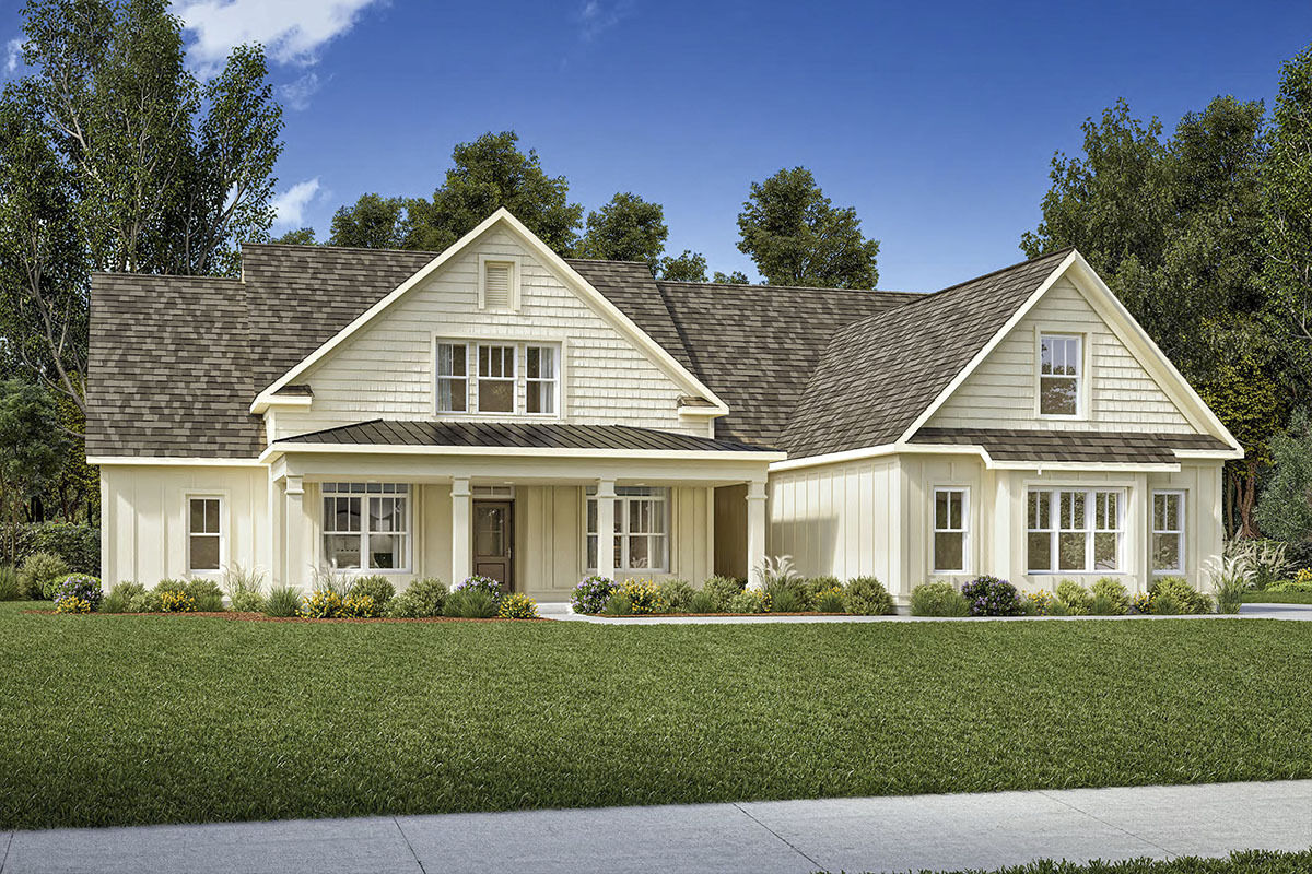 Classic Country Home Plan with Vaulted Family Room and Private Master ...