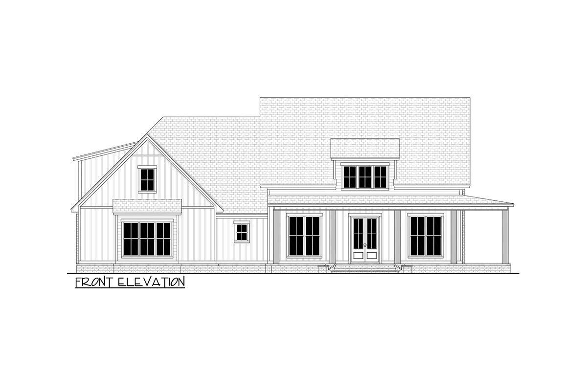 Modern Farmhouse Plan with L-Shaped Front Porch and Master Suite ...